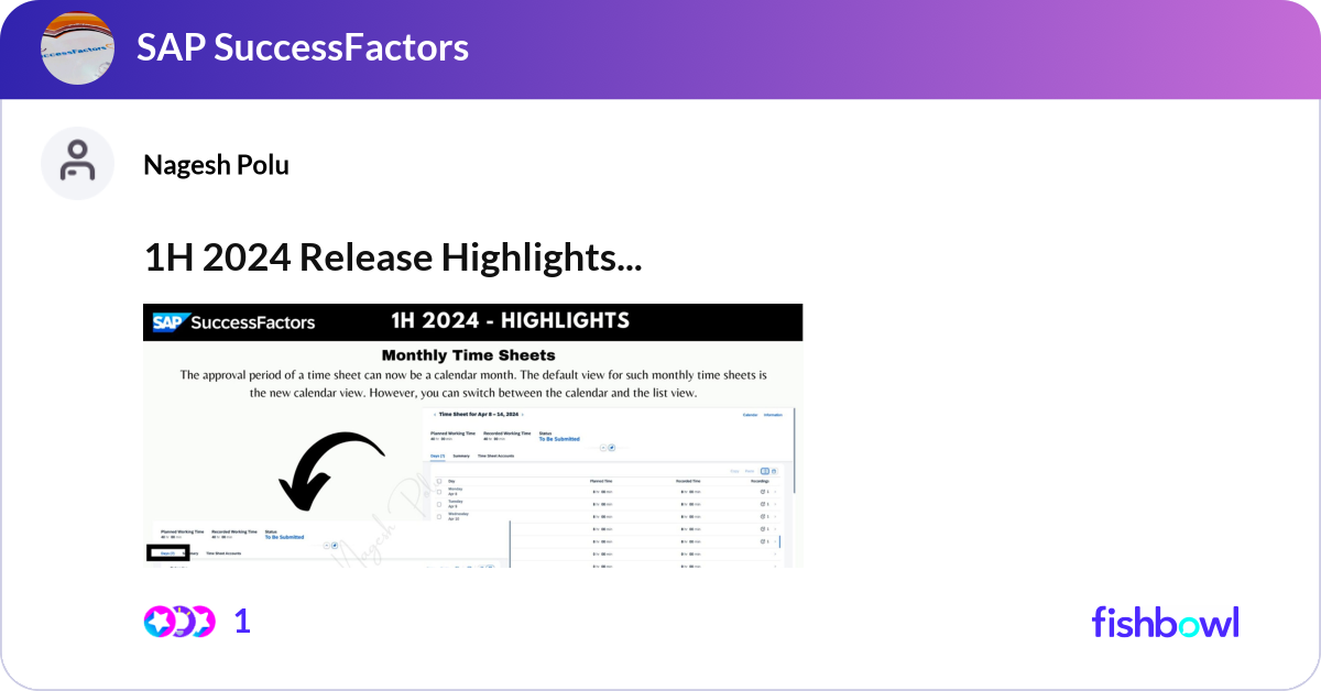 1H 2024 Release Highlights Monthly Time Sheets #... | Fishbowl