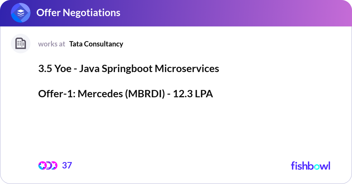 3.5 Yoe - Java Springboot Microservices Offer-1: ... | Fishbowl