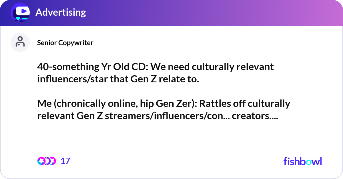 40-something Yr Old CD: We need culturally relevan... | Fishbowl