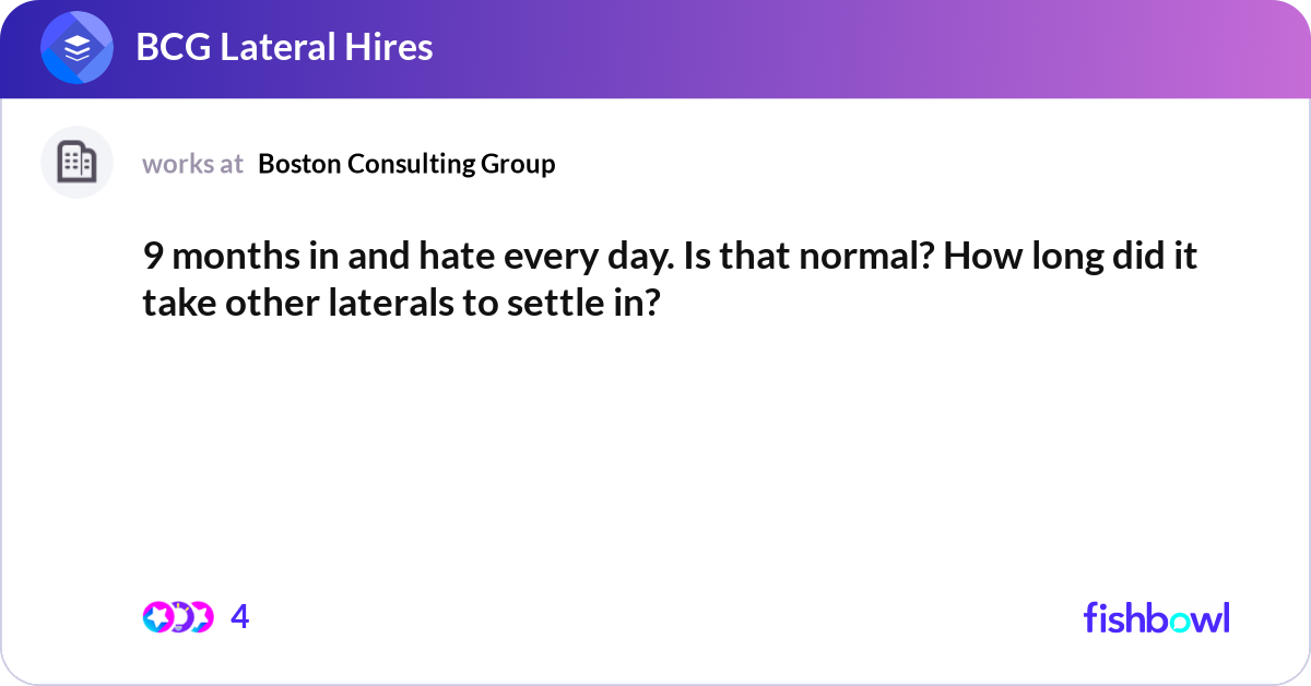 9 months in and hate every day. Is that normal? Ho... | Fishbowl