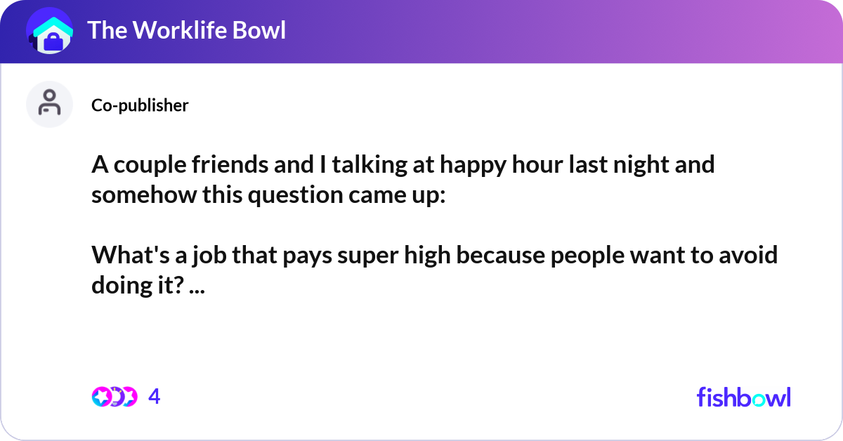 A couple friends and I talking at happy hour last ... | Fishbowl
