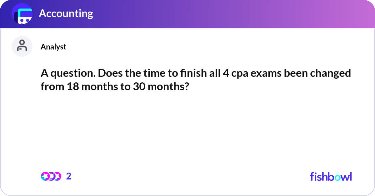A question. Does the time to finish all 4 cpa exam... | Fishbowl