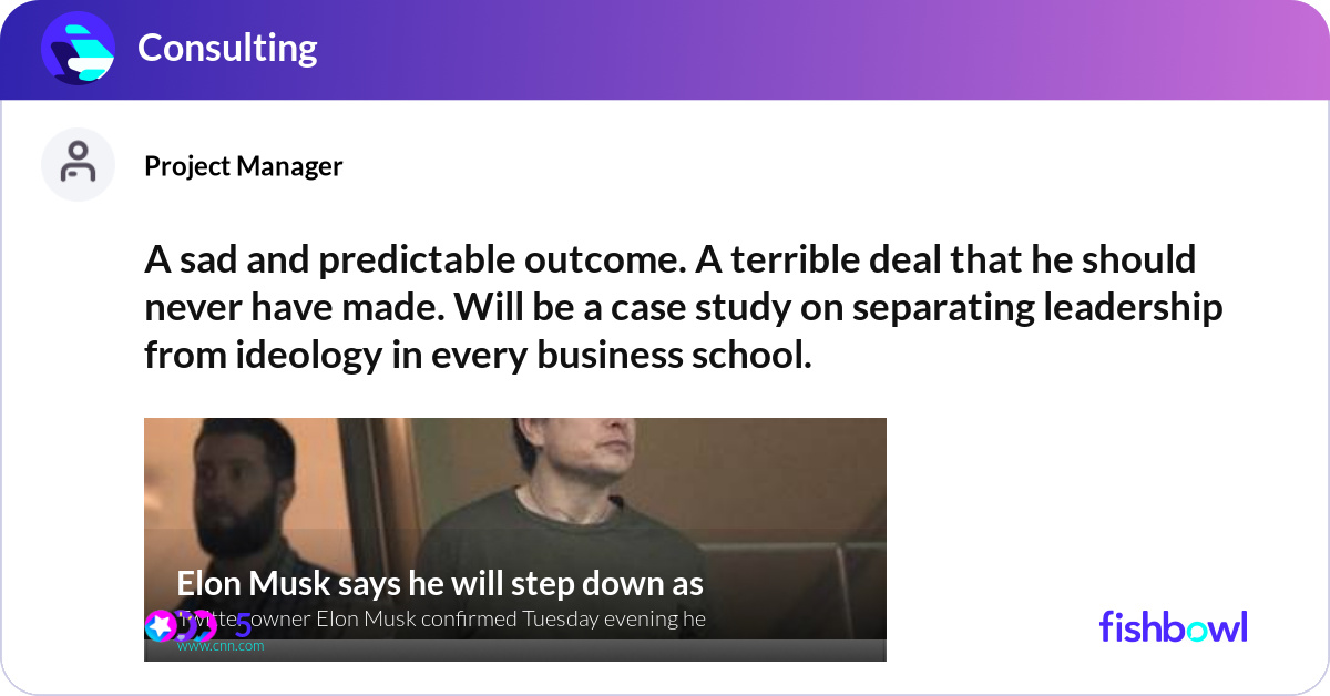 A sad and predictable outcome. A terrible deal tha... | Fishbowl