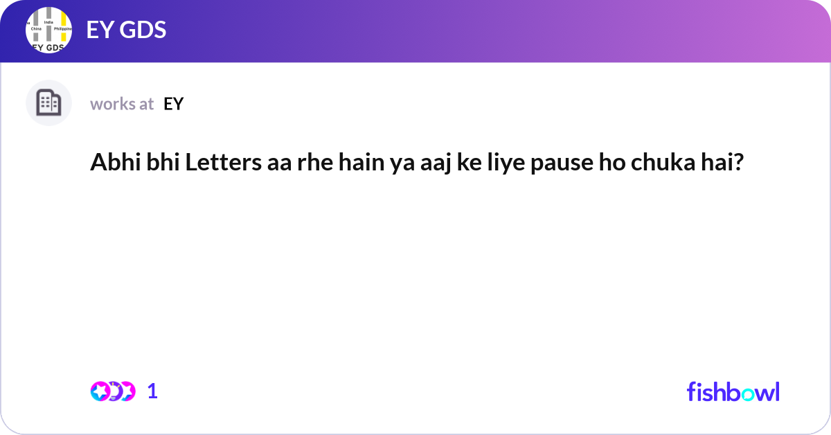 Abhi bhi Letters aa rhe hain ya aaj ke liye pause ... | Fishbowl