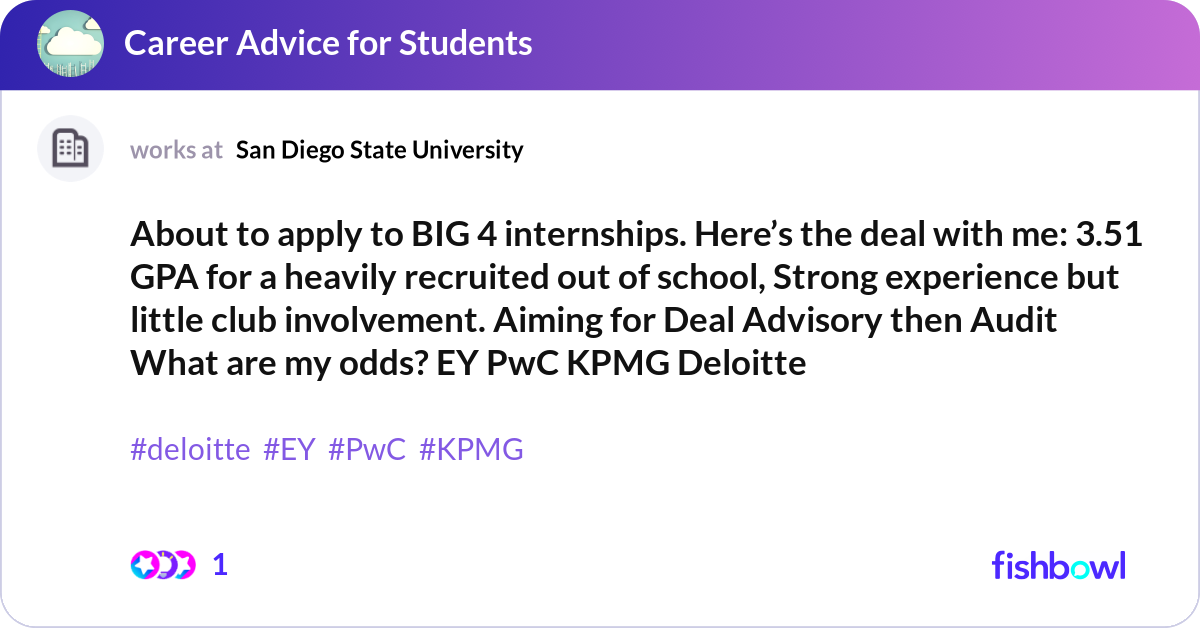 About to apply to BIG 4 internships. Here’s the de... | Fishbowl