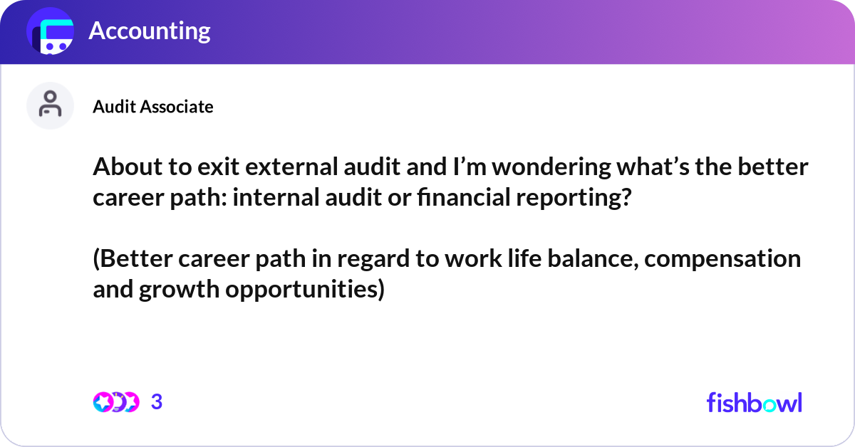 About to exit external audit and I’m wondering wha... | Fishbowl