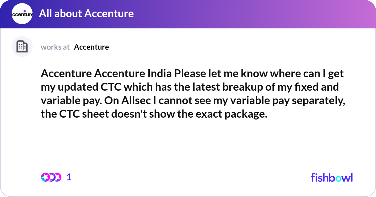 Accenture Accenture India Please let me know where... | Fishbowl
