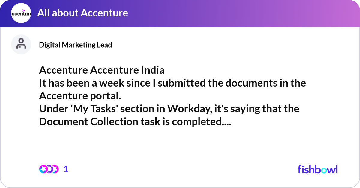 Accenture Accenture India It has been a week since... | Fishbowl