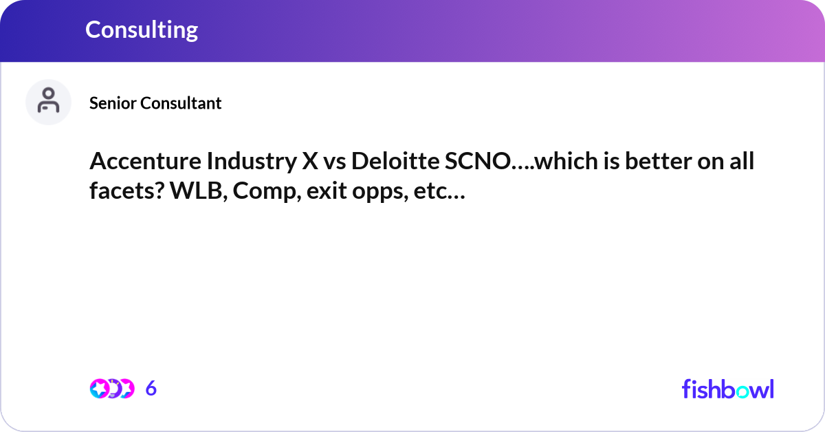 Accenture Industry X vs Deloitte SCNO….which is be... | Fishbowl