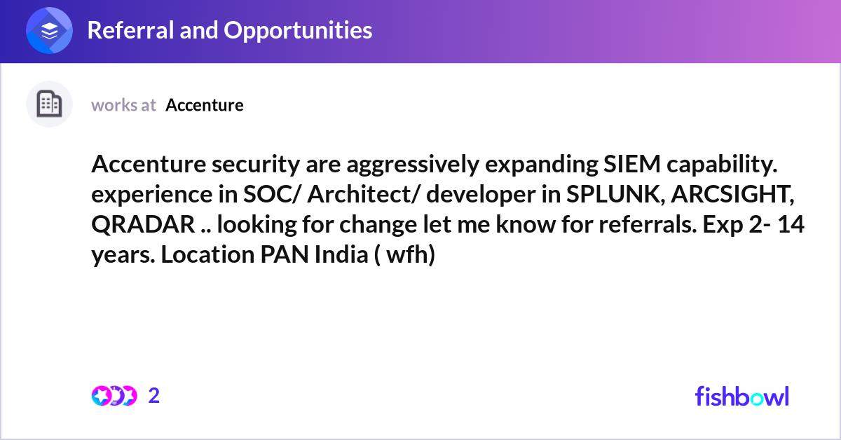 Accenture security are aggressively expanding SIEM... | Fishbowl