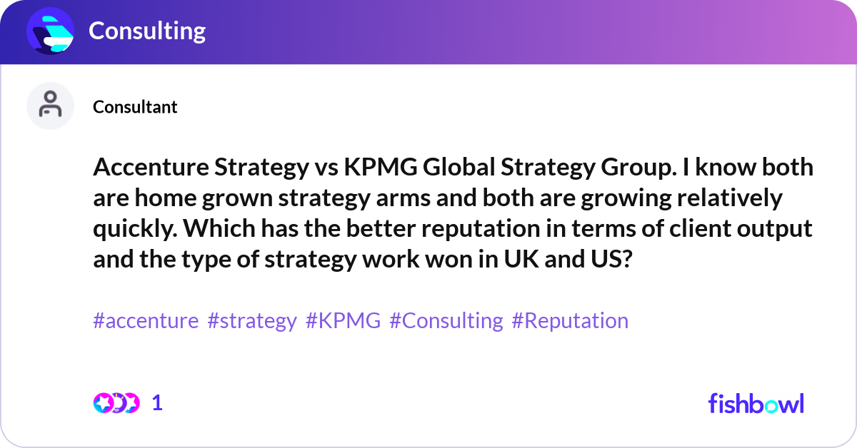 Accenture Strategy vs KPMG Global Strategy Group. ... | Fishbowl