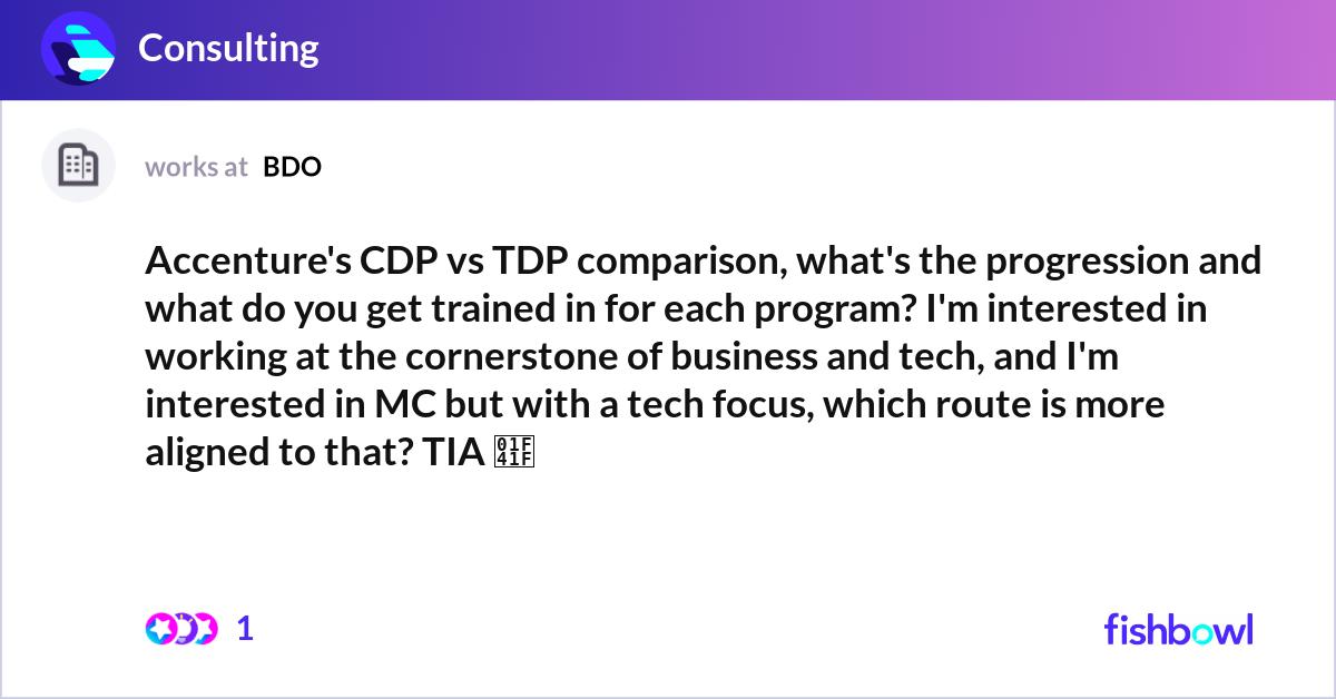 Accenture's CDP vs TDP comparison, what's the prog... | Fishbowl
