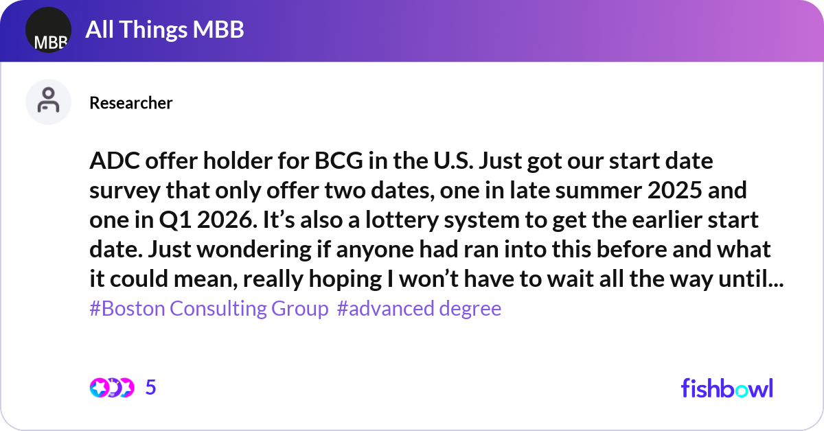 ADC offer holder for BCG in the U.S. Just got our ... | Fishbowl
