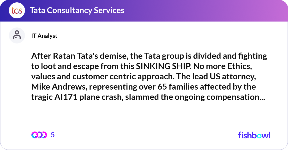 After Ratan Tata's demise, the Tata group is divid... | Fishbowl