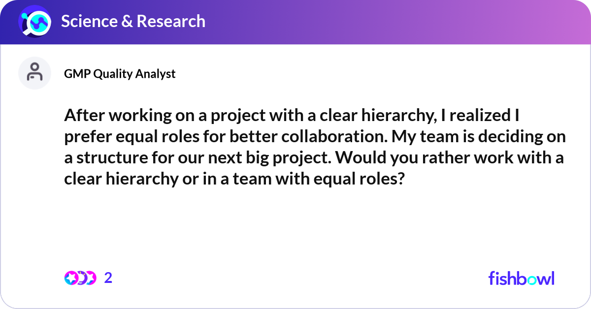 After working on a project with a clear hierarchy,... | Fishbowl