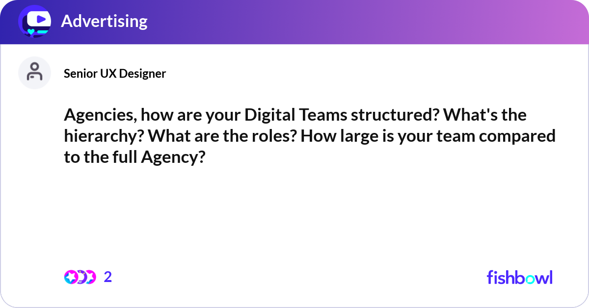 Agencies, how are your Digital Teams structured? W... | Fishbowl