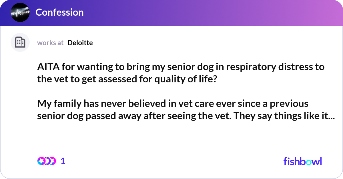 AITA for wanting to bring my senior dog in respira... | Fishbowl