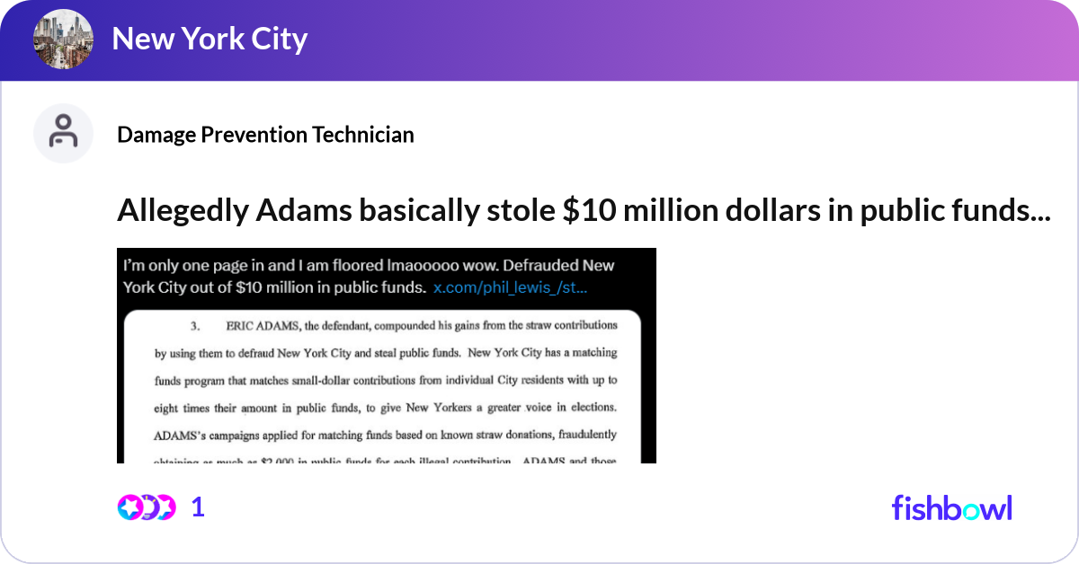 Allegedly Adams basically stole $10 million dollar... | Fishbowl