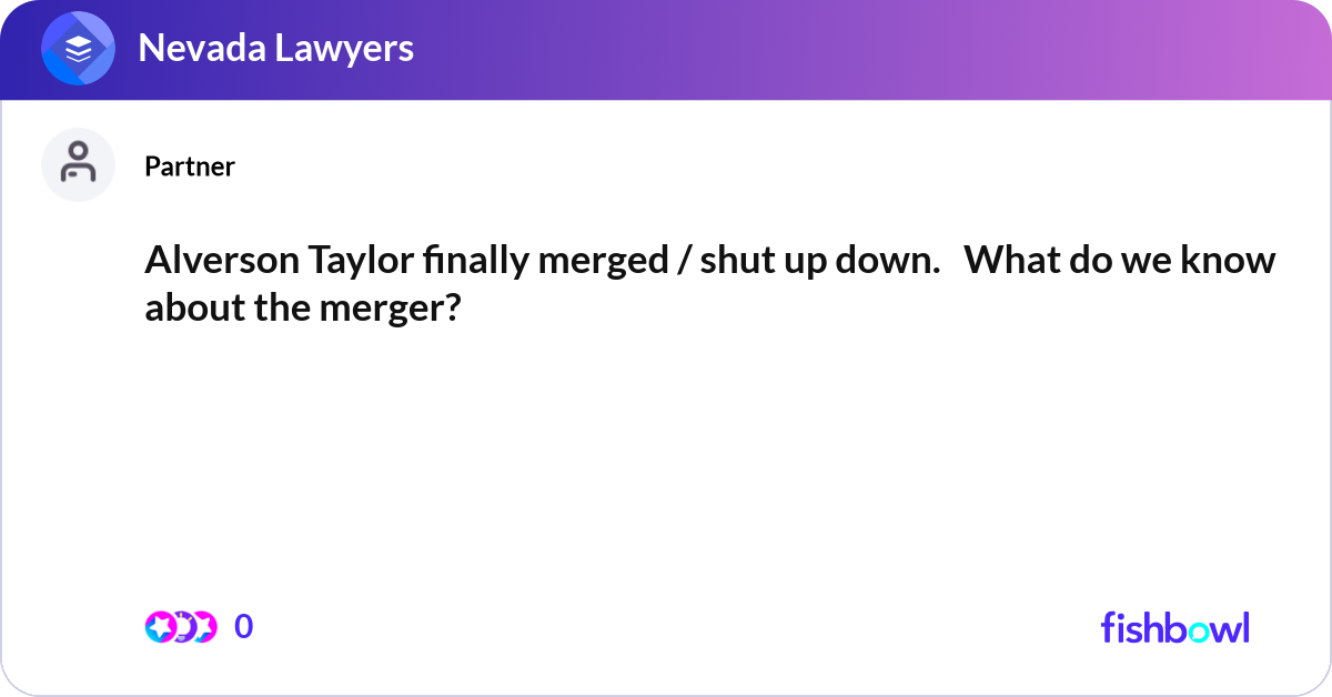 Alverson Taylor finally merged / shut up down. W... | Fishbowl