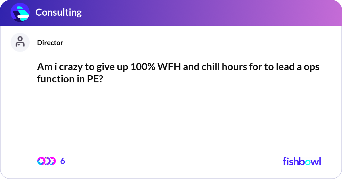 Am i crazy to give up 100% WFH and chill hours for... | Fishbowl