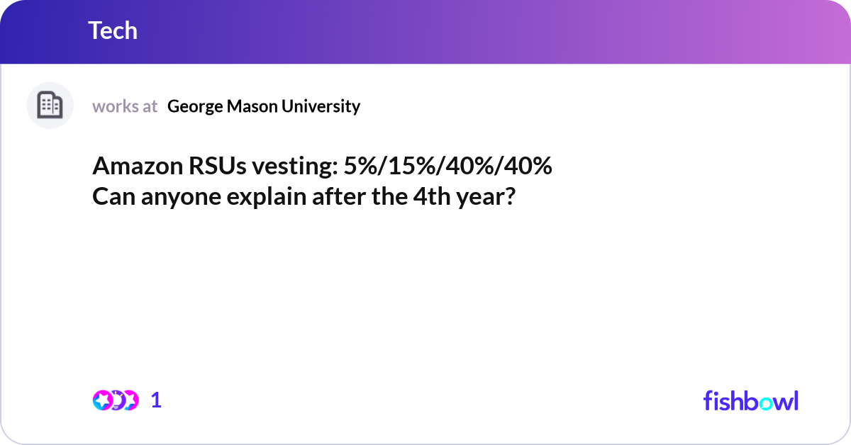 Amazon RSUs vesting: 5%/15%/40%/40% Can anyone exp... | Fishbowl