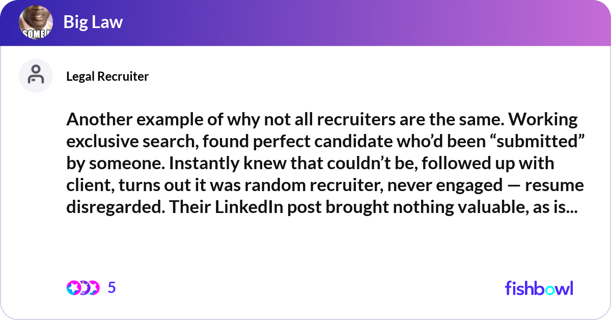 Another example of why not all recruiters are the ... | Fishbowl