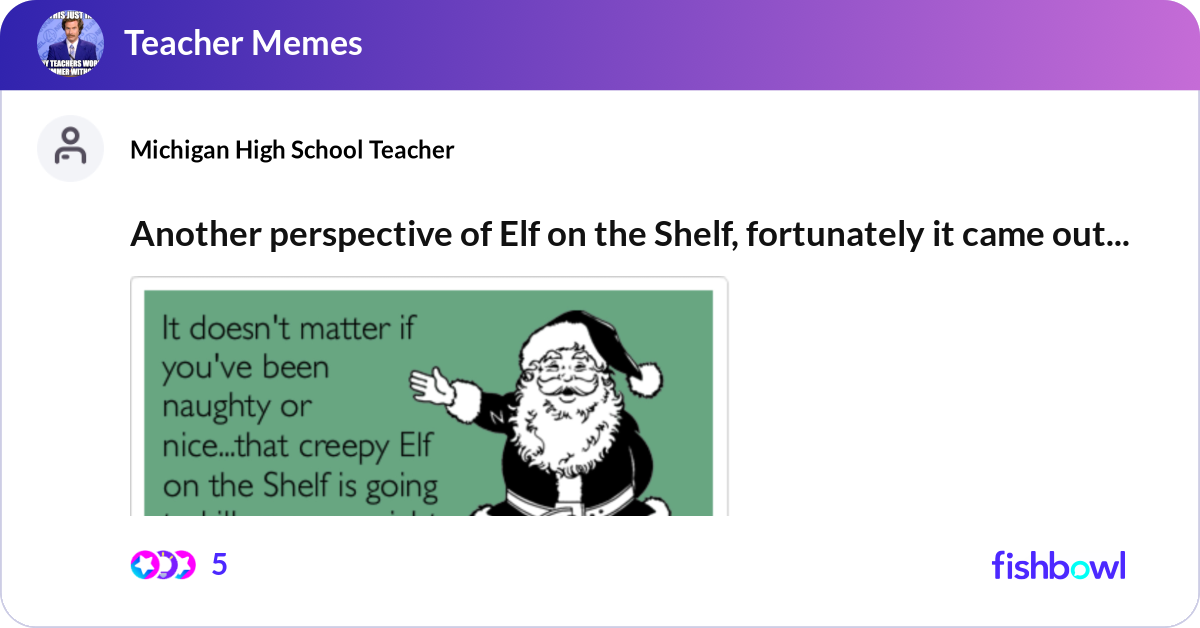 Another perspective of Elf on the Shelf, fortunate... | Fishbowl