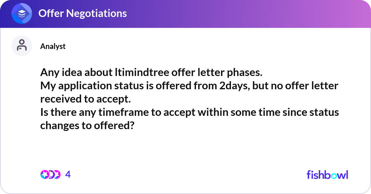 Any idea about ltimindtree offer letter phases. My... | Fishbowl