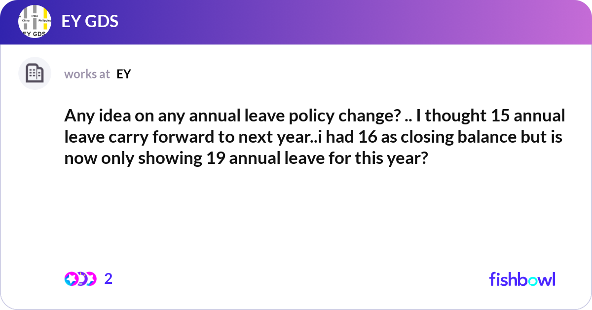 Any idea on any annual leave policy change? .. I t... | Fishbowl