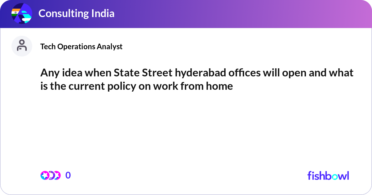 Any idea when State Street hyderabad offices will ... | Fishbowl