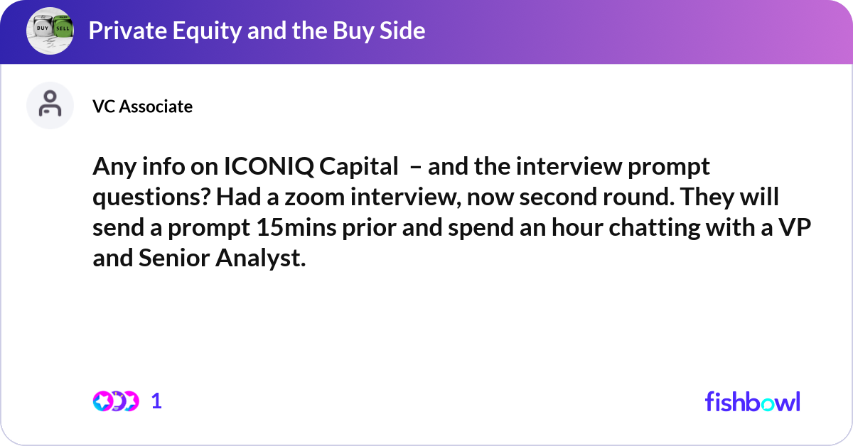 Any info on ﻿ICONIQ Capital﻿ – and the interview ... | Fishbowl