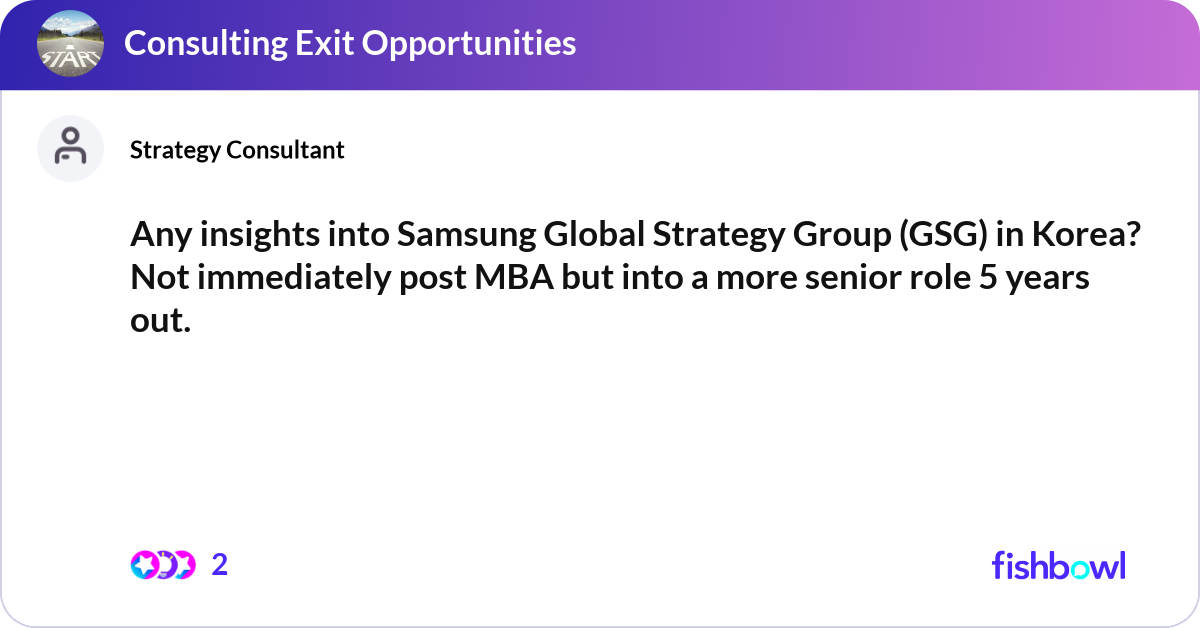 Any insights into Samsung Global Strategy Group (G... | Fishbowl
