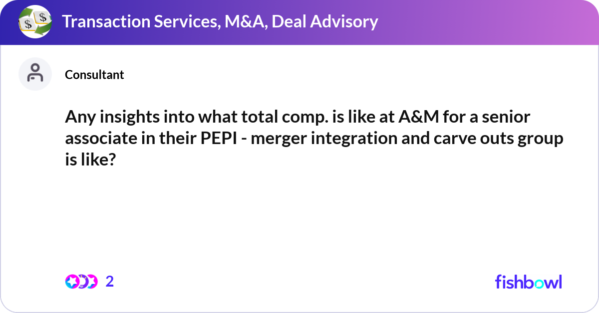 Any insights into what total comp. is like at A&M ... | Fishbowl