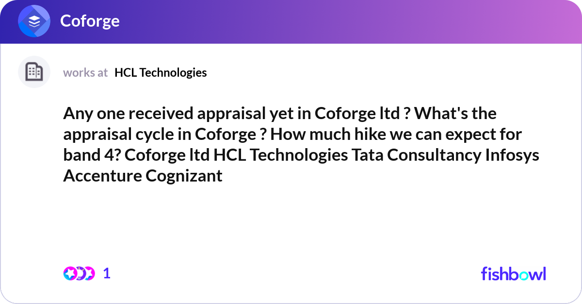 Any one received appraisal yet in Coforge ltd ? Wh... | Fishbowl