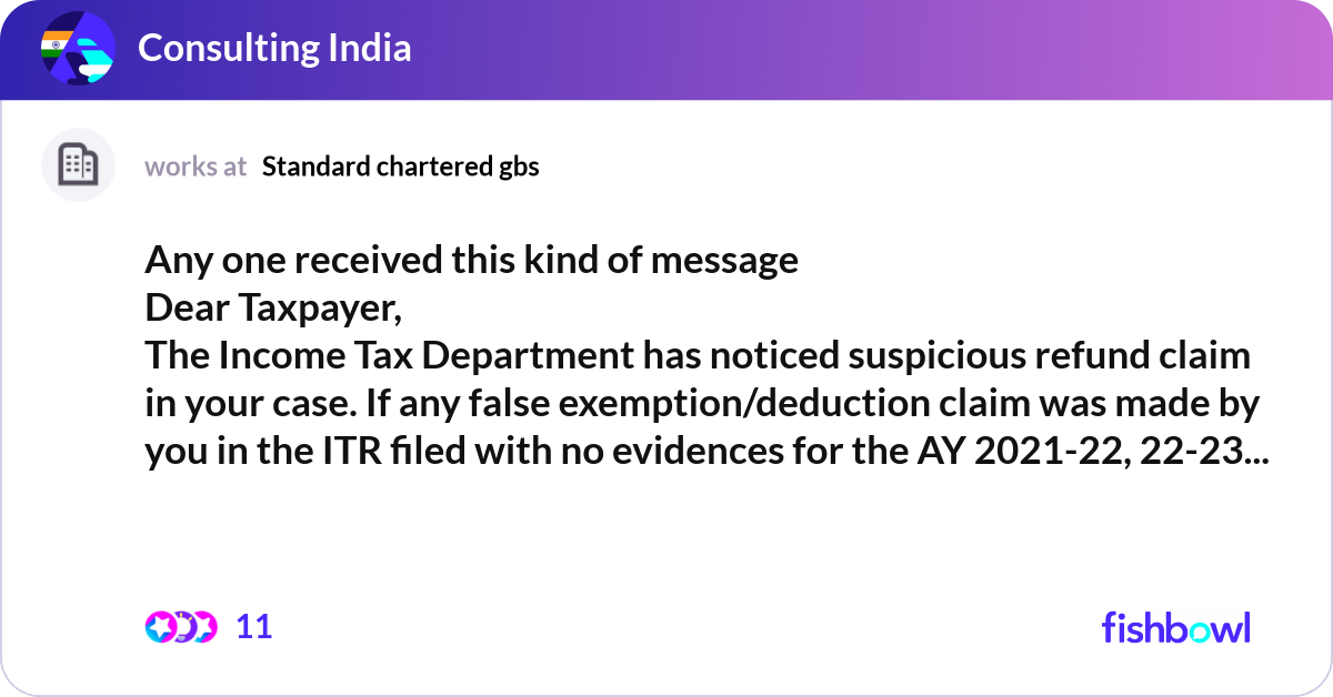 Any one received this kind of message Dear Taxpay... | Fishbowl