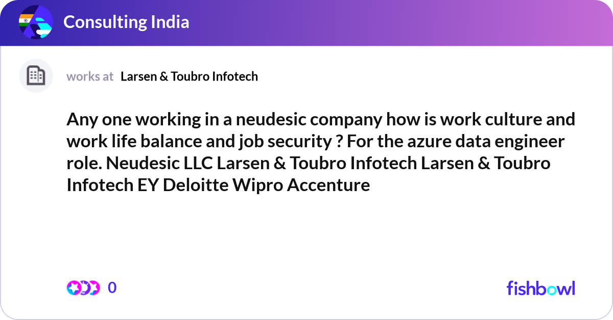 Any one working in a neudesic company how is work ... | Fishbowl