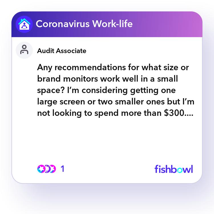 Any recommendations for what size or brand monitor... | Fishbowl