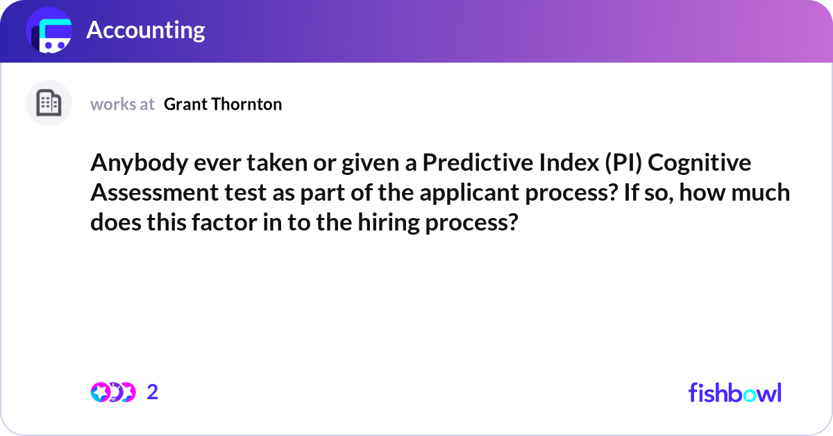 Anybody ever taken or given a Predictive Index (PI... | Fishbowl