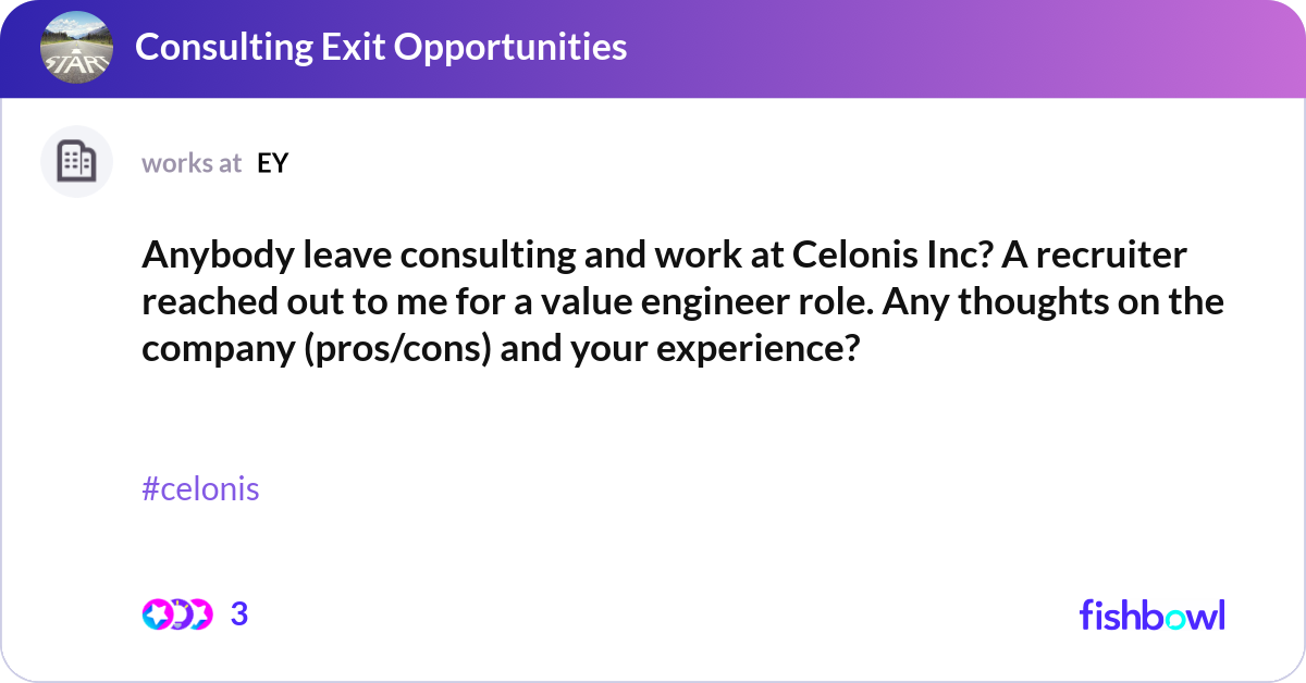 Anybody leave consulting and work at Celonis Inc? ... | Fishbowl