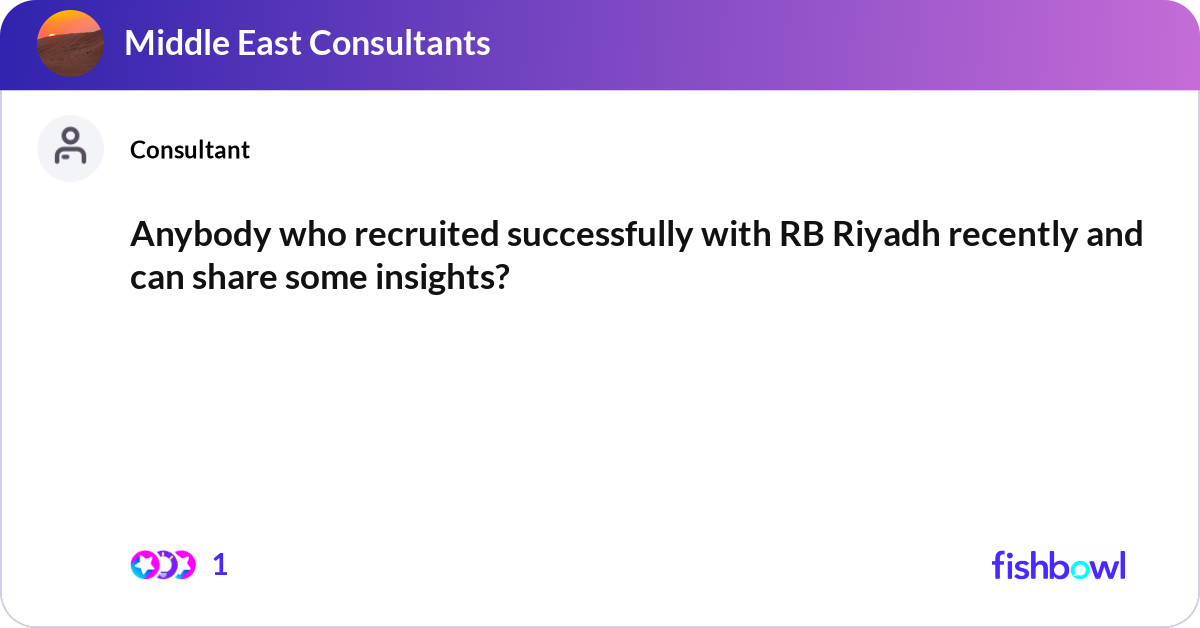 Anybody who recruited successfully with RB Riyadh ... | Fishbowl