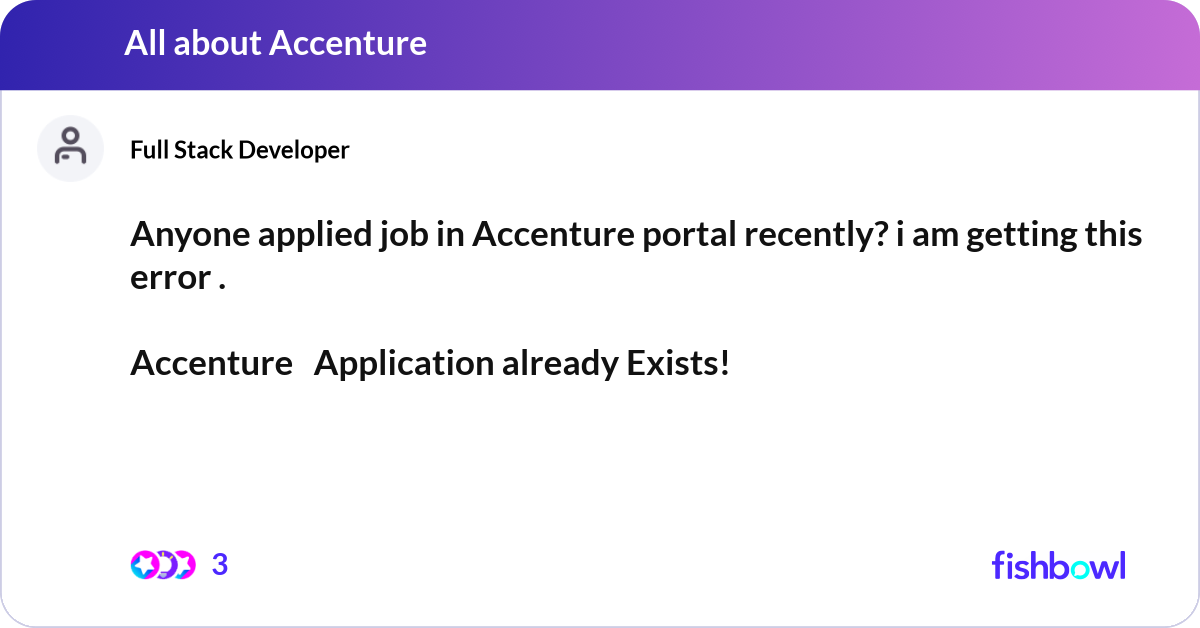 Anyone applied job in Accenture portal recently? i... | Fishbowl