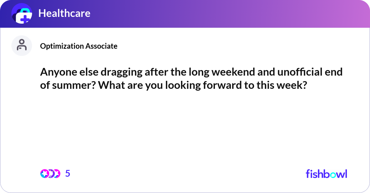 Anyone else dragging after the long weekend and un... | Fishbowl