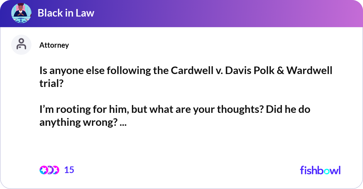 Is anyone else following the Cardwell v. Davis Pol... | Fishbowl
