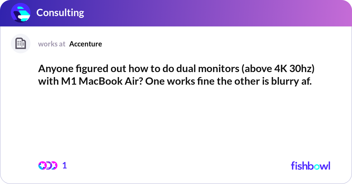 Anyone figured out how to do dual monitors (above ... | Fishbowl