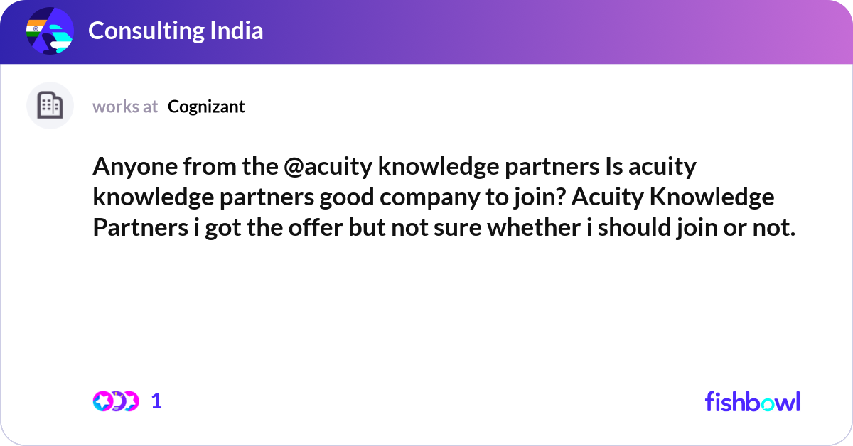 Anyone from the @acuity knowledge partners Is acui... | Fishbowl