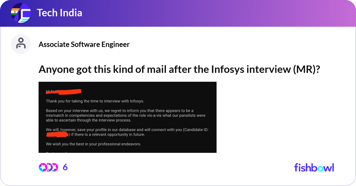 Anyone got this kind of mail after the Infosys int... | Fishbowl