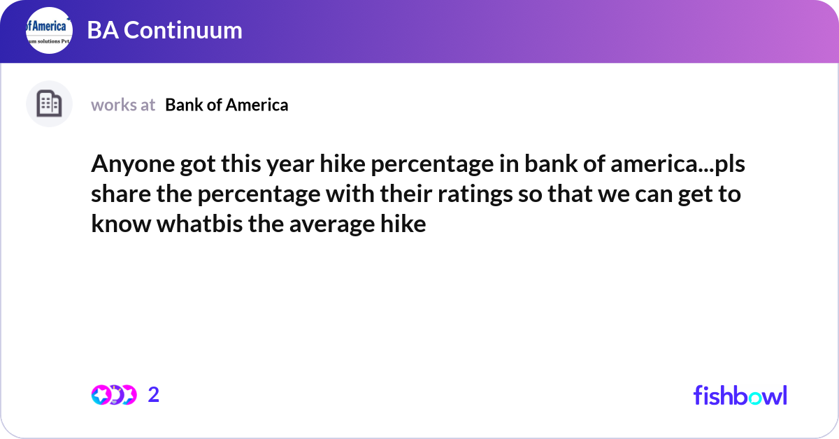 Anyone got this year hike percentage in bank of am... | Fishbowl