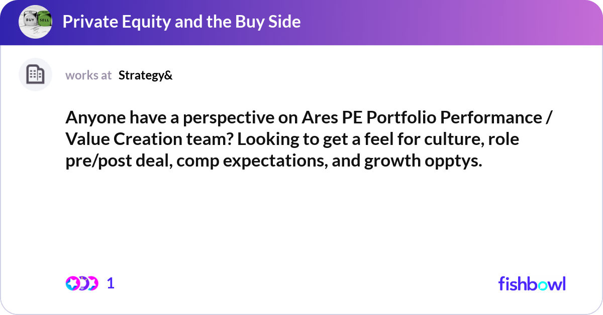Anyone have a perspective on Ares PE Portfolio Per... | Fishbowl