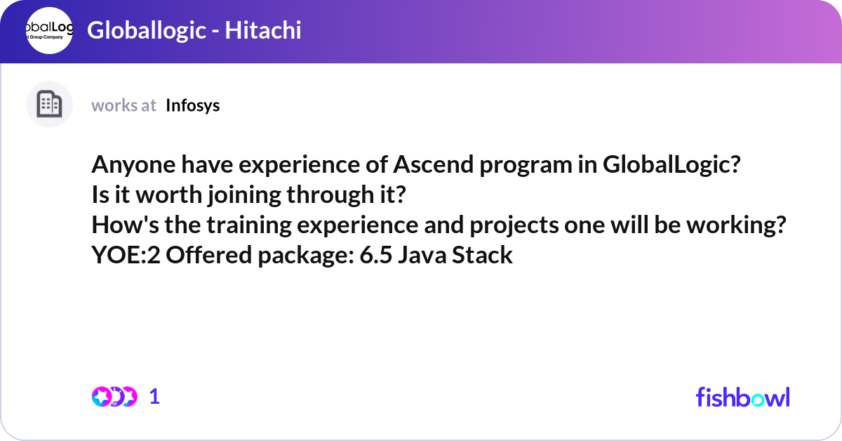 Anyone have experience of Ascend program in Global... | Fishbowl
