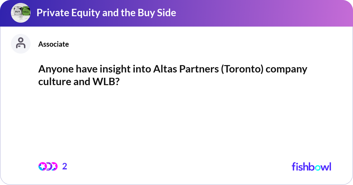 Anyone have insight into Altas Partners (Toronto) ... | Fishbowl